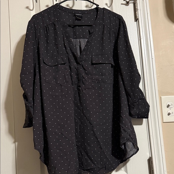 torrid | Tops | Torrid Black Blouse With White Dots Nwot 82 | Poshmark